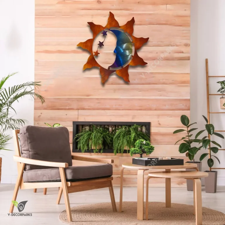 Sun And Moon Heat Coloring Steel Wall Art, Sun And Moon Vintage Plaque ...