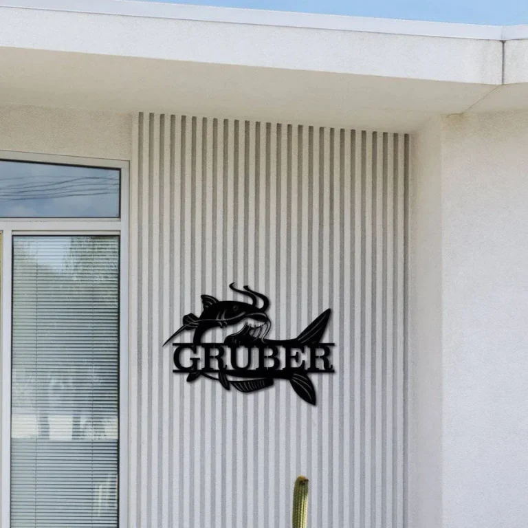 Crazy Catfish Cut Metal Sign | Nalaprint