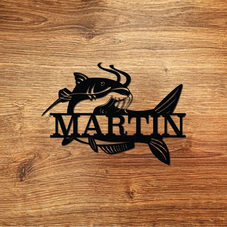 Crazy Catfish Cut Metal Sign | Nalaprint