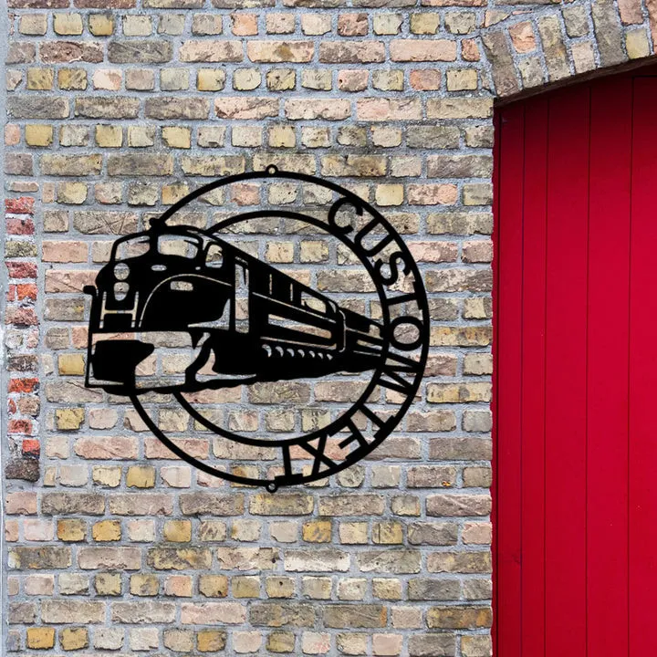 Modern Train Ring Custom Family Name Metal Sign, Personalized Monogram ...